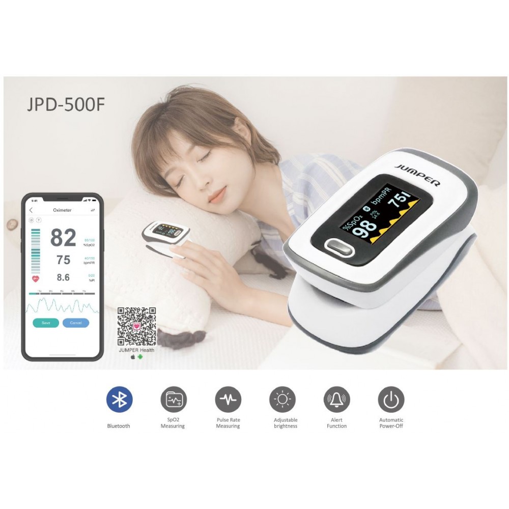 JUMPER JPD-500F Bluetooth Fingertip Pulse Oximeter with OLED Display ...