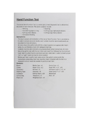 Jamar Hand Function Test Jamar 手部功能測試- Fukang Online Store